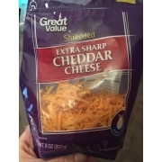 Great Value Shredded Extra Sharp Cheddar Cheese: Calories, Nutrition ...