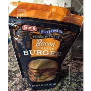 H-E-B Fully Cooked Thick N Tasty, Bacon Cheese, Burgers: Calories ...