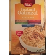 Giant Eagle Instant Oatmeal, Variety Pack: Calories, Nutrition Analysis ...