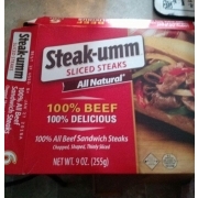 Steak-Umm Sliced Steaks, 100% All Beef Sandwich Steaks: Calories ...