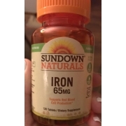 Sundown Naturals Iron 65mg: Calories, Nutrition Analysis & More | Fooducate