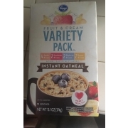 Kroger Instant Oatmeal, Fruit And Cream, Variety Pack: Calories ...