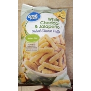 Great Value Baked Cheese Puffs, White Cheddar And Jalapeno: Calories ...