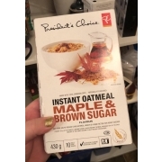 President's Choice Instant Oatmeal, Maple & Brown Sugar: Calories ...
