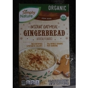 Simply Nature Instant Oatmeal, Gingerbread: Calories, Nutrition ...