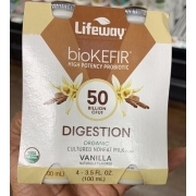 Lifeway Bio Kefir, Cultured Nonfat Milk, Vanilla: Calories, Nutrition ...