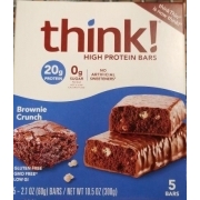 Think! Bars, High Protein, Brownie Crunch: Calories, Nutrition Analysis ...