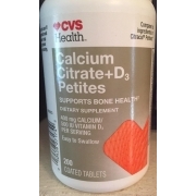 CVS Health Calcium Citrate +D3 Petites, Dietary Supplement: Calories ...