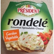 President Rondele Gourmet Spreadable Cheese, Garden Vegetable: Calories ...