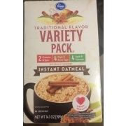 Kroger Instant Oatmeal, Traditional Flavor, Variety Pack: Calories ...