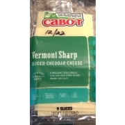 Cabot Sliced Cheddar Cheese, Vermont Sharp: Calories, Nutrition ...