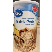Great Value Quick Oats, 100% Whole Grain: Calories, Nutrition Analysis ...