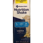 Member's Mark Nutrition Shake, Vanilla: Calories, Nutrition Analysis ...