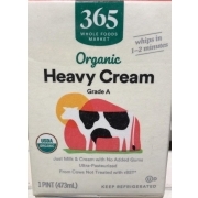 365 Whole Foods Market Heavy Cream, Organic: Calories, Nutrition ...