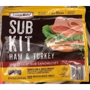 Lunch Mate Sub Kit, Sub Sandwiches, Ham & Turkey: Calories, Nutrition ...