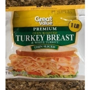 Great Value Turkey Breast And White Turkey, Premium Oven Roasted, Thin ...