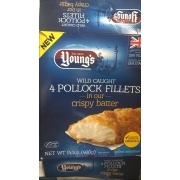 Young's Wild Caught Pollock Fillets, Crispy Batter: Calories, Nutrition ...