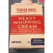 Stater Bros Markets Heavy Whipping Cream: Calories, Nutrition Analysis ...