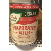 Simply Nature Evaporated Milk, Organic: Calories, Nutrition Analysis ...