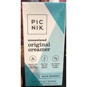 Pic Nik Coffee Creamer, Unsweetened: Calories, Nutrition Analysis ...