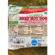 Simply Nature Beef Hot Dogs, Uncured: Calories, Nutrition Analysis ...