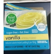 Food Club Pudding & Pie Filling,Instant Vanilla Sugar Free: Calories ...