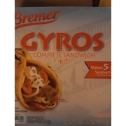 Bremer Gyros, Complete Sandwich Kit: Calories, Nutrition Analysis ...
