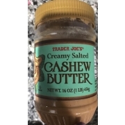 Trader Joe's Cashew Butter, Creamy Salted: Calories, Nutrition Analysis & More | Fooducate