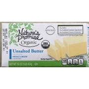 Nature's Promise Organic Unsalted Butter, Sweet Cream: Calories ...
