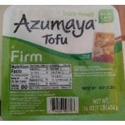 Azumaya Tofu, Firm: Calories, Nutrition Analysis & More | Fooducate
