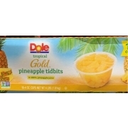 Dole Pineapple Tidbits, Tropical Gold, in 100% Juice: Calories ...