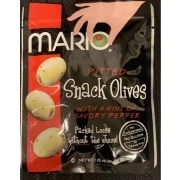 Mario Snack Olives, Pitted, With A Hint Of Savory Pepper: Calories ...
