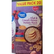 Great Value Instant Oatmeal, Fruit & Cream, Variety Pack: Calories ...