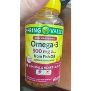 Spring Valley Omega 3 From Fish Oil, Dietary Supplement: Calories ...