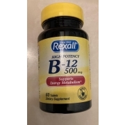 Rexall High Potency, B-12, Dietary Supplement: Calories, Nutrition ...