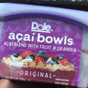 Dole Acai Bowls, Acai Blend With Fruit And Granola, Original: Calories ...
