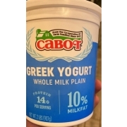 Cabot Greek Yogurt, Whole Milk, Plain: Calories, Nutrition Analysis ...