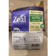 Zeal Creamery Butter, Unsalted, Naturally Golden, Pasture-Raised ...