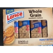 Lance Sandwich Crackers, Whole Grain, Peanut Butter: Calories ...