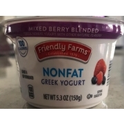 Friendly Farms Greek Yogurt, Nonfat, Mixed Berry Blended: Calories ...