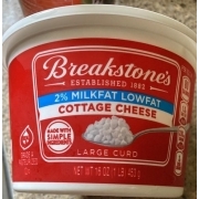 Breakstone's Cottage Cheese, Lowfat, 2% Milkfat, Large Curd: Calories ...