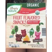 Simply Nature Fruit Flavored Snacks, Mixed Berry: Calories, Nutrition ...