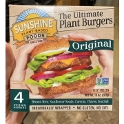 Sunshine Foods Plant Burgers, Original: Calories, Nutrition Analysis ...