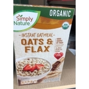 Simply Nature Cereal, Instant Oatmeal, Oats & Flax, Organic: Calories ...