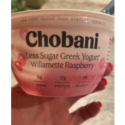 Chobani Greek Yogurt, Less Sugar, 2% Milkfat, Willamette Raspberry ...