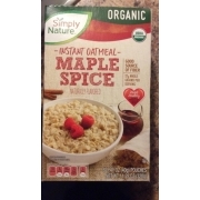Simply Nature Oatmeal, Instant, Maple Spice, Organic: Calories ...