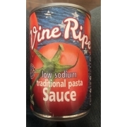 Vine-Ripe Pasta Sauce, Traditional, Low Sodium: Calories, Nutrition ...