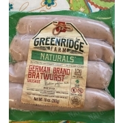 Greenridge Farm Bratwurst Sausage: Calories, Nutrition Analysis & More ...