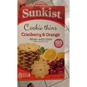 Sunkist Cookies Thins, Cranberry & Orange: Calories, Nutrition Analysis ...