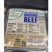 Simply Nature Ground Beef, 100% Grass Fed: Calories, Nutrition Analysis ...
